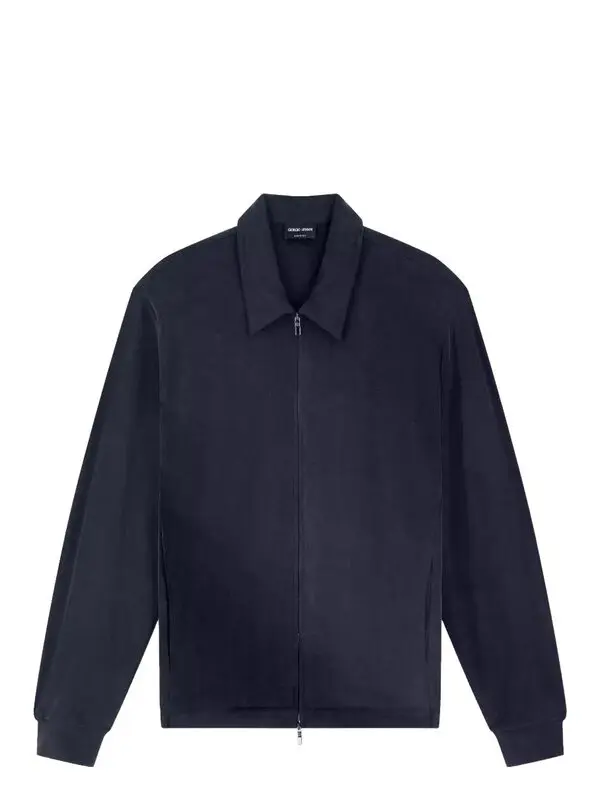 Giorgio Armani Zip-up Collared Jacket - Black