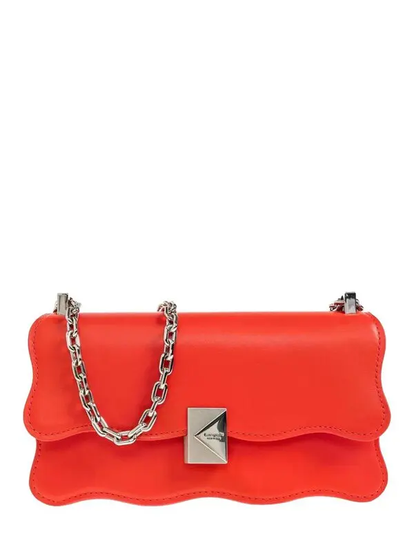 Kate Spade New York Deco Wavy Scalloped-edge Leather Crossbody Bag - Red