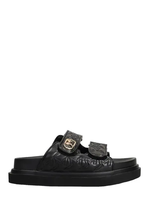 MARC ELLIS Calipso Logo Plaque Touch-strap Sandals - Black