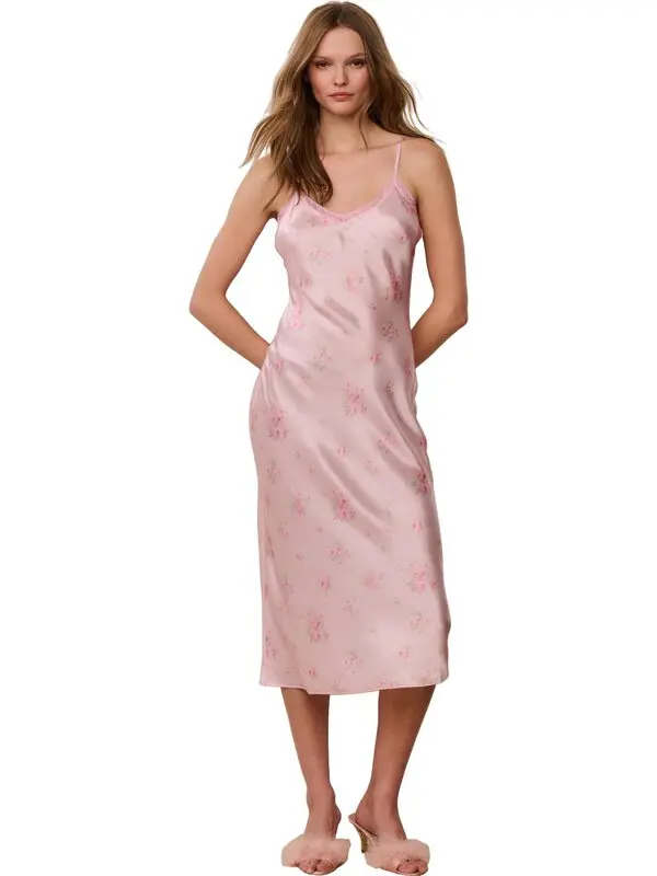 LoveShackFancy Perfect Pixie Floral Print Silk-blend Slip Dress - Bubble Pink