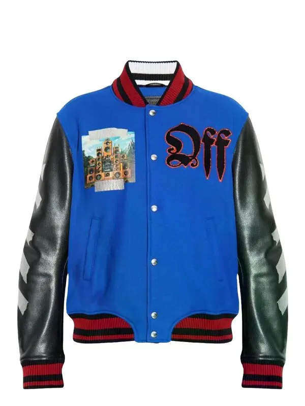 Off-White Embroidered Logo Bomber Jacket - Blue