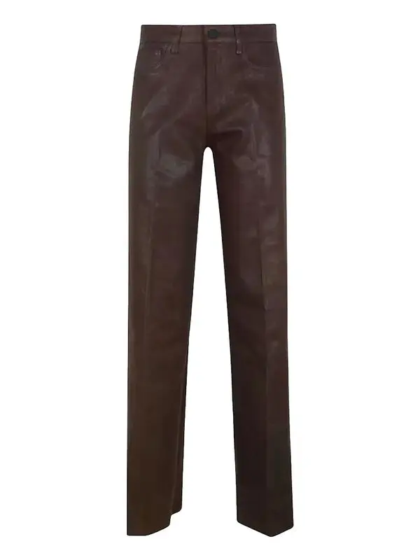 L'Agence Scottie Coated Wide-leg Jeans - Brown