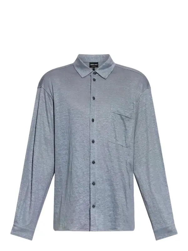 Giorgio Armani Long-sleeved Linen Shirt - Blue