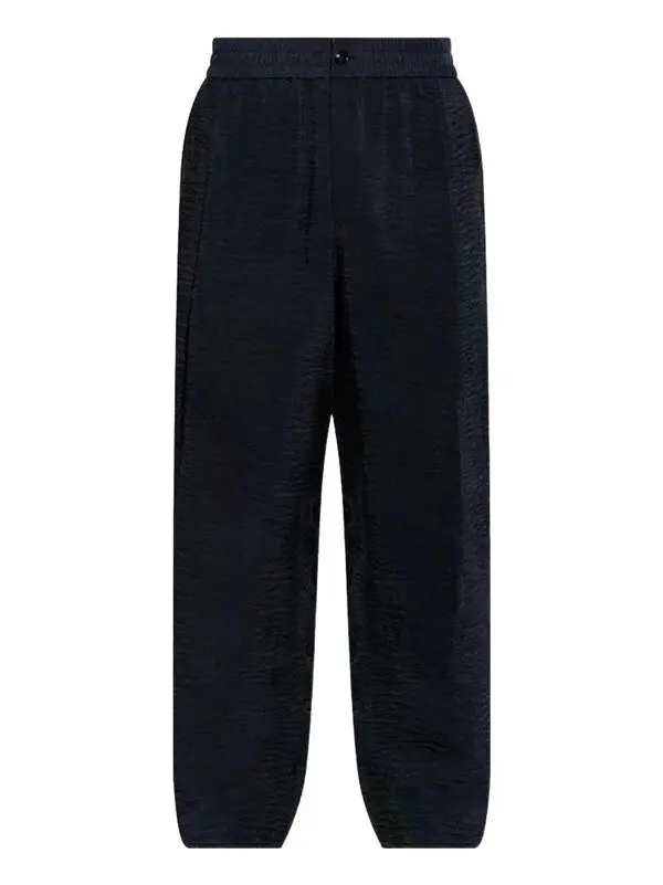 Giorgio Armani Crinkled-effect Tapered Trousers - Blue