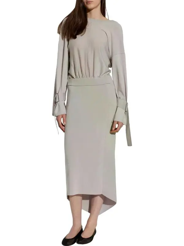 LANVIN Buckled-cuff Self-tie Maxi Dress - Grey