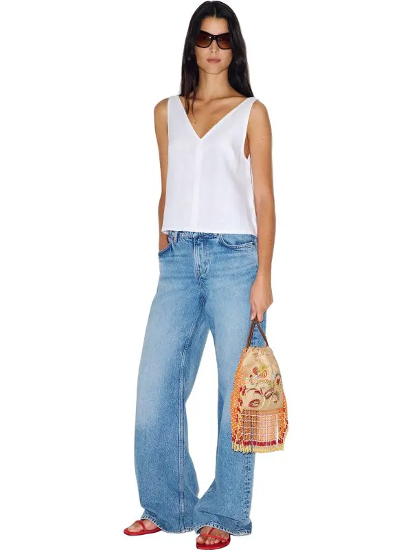 REFORMATION Annika Linen Top - Ivory