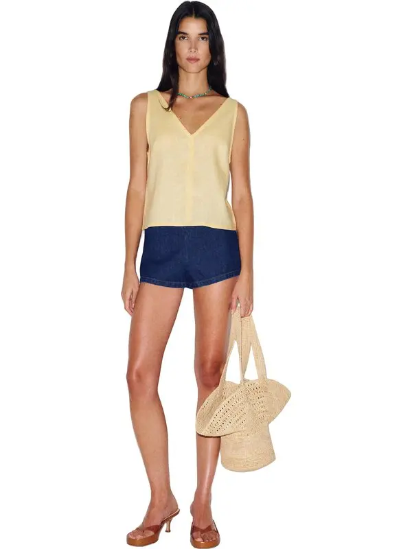 REFORMATION Annika Linen Top - Yellow