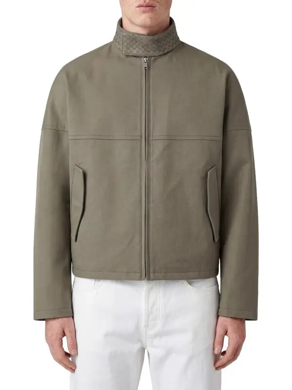 Bottega Veneta Cotton And Woven Leather Jacket - Grey