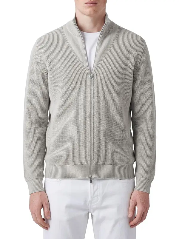 Brunello Cucinelli Zip-up Ribbed Knit Sweater - Rope