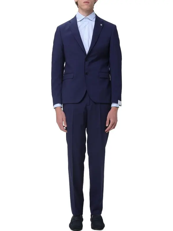MANUEL RITZ Single-breasted Stretch Wool Suit - Blue