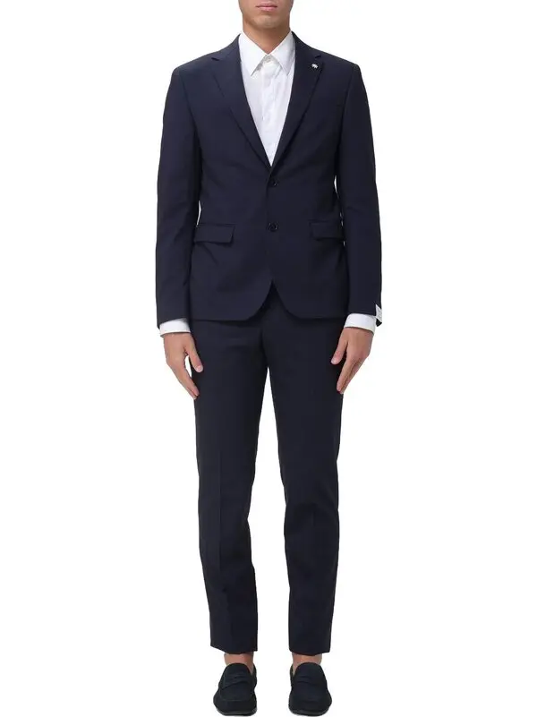 MANUEL RITZ Single-breasted Stretch Wool Suit - Navy