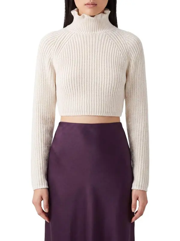 Max Mara Cropped Ribbed Sweater - White