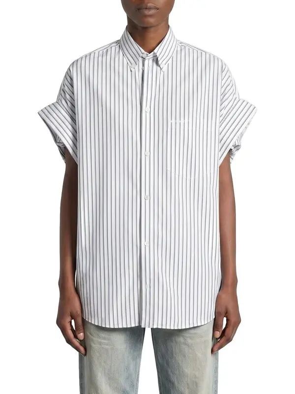 Balenciaga Striped Cotton Shirt - White