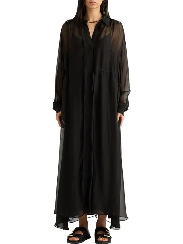 Momoni Silk Blend Chemisier Dress - Black