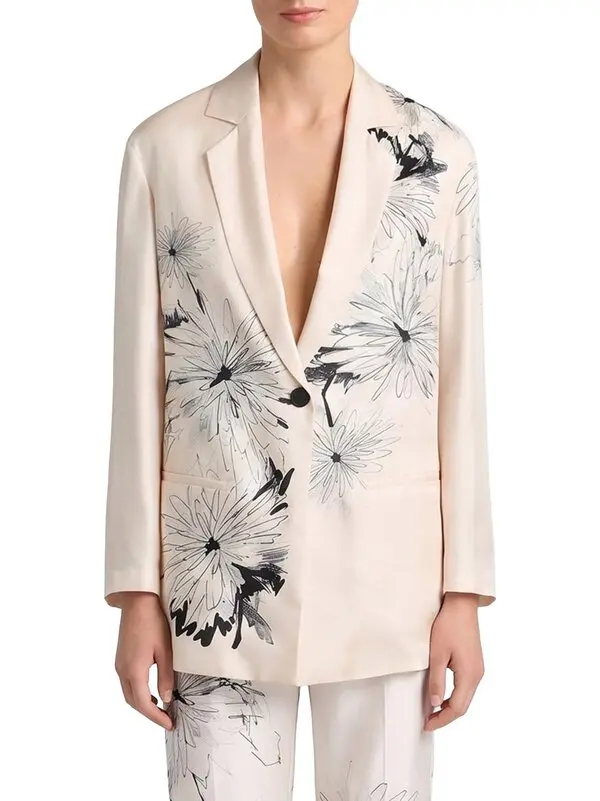 Momoni Printed Silk Single-breasted Blazer - Multicolor
