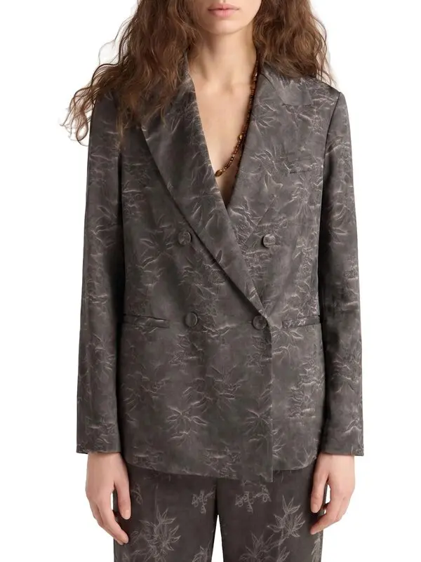 Momoni Double-breasted Jacquard Viscose Blazer - Brown