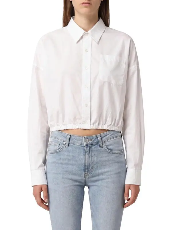 R13 Cropped Shirt With Classic Collar - White