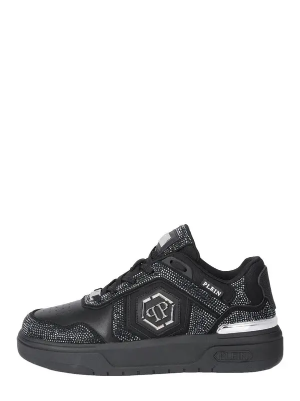 Philipp Plein Sk8r Embellished Leather Low Top Sneakers - Black