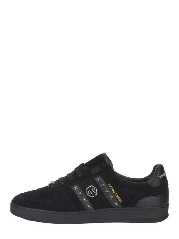 Philipp Plein Retro Rebel Suede Sneakers With Applied Stars - Black