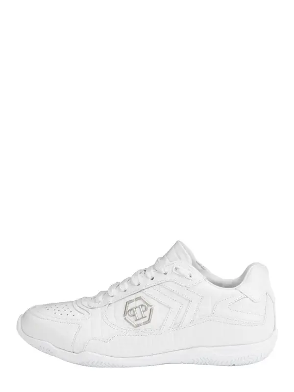 Philipp Plein Pit-$top Crocodile Print Leather Sneakers - White