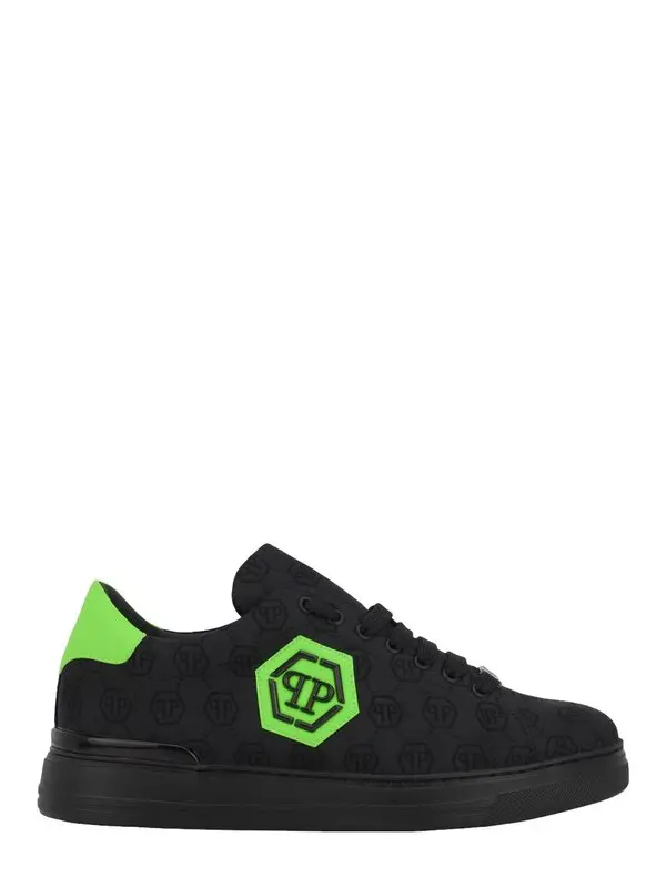 Philipp Plein Hexagon Jacquard Fabric Lace-up Sneakers - Black