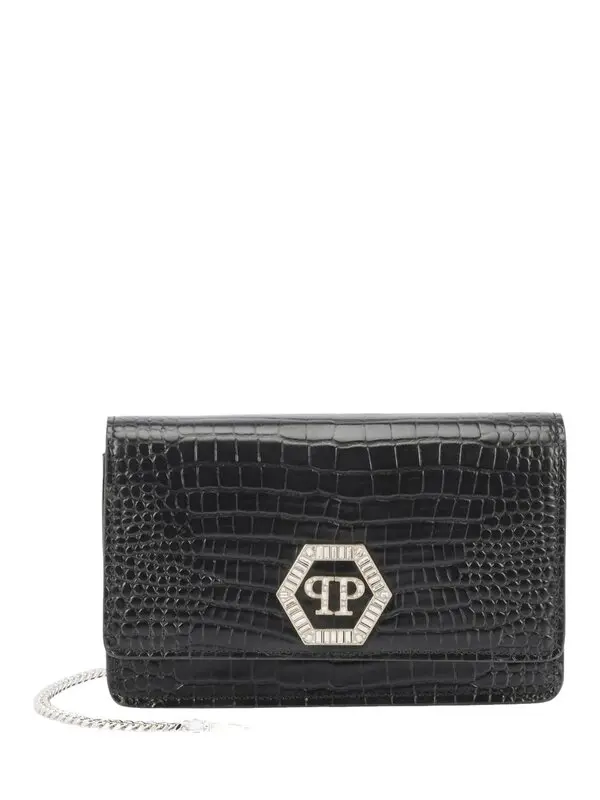 Philipp Plein Clutch With Embellished Logo - Black