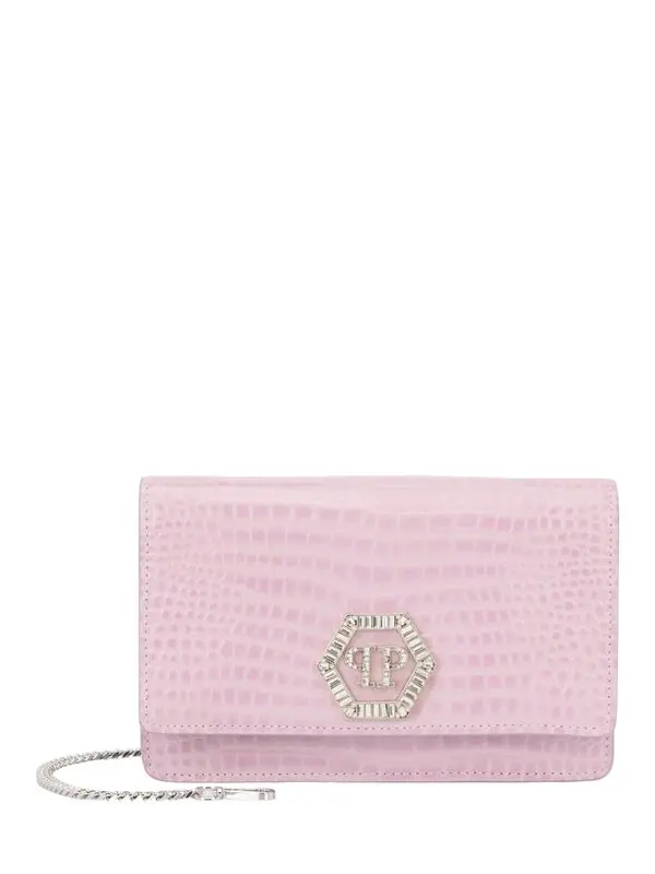 Philipp Plein Clutch With Embellished Logo - Fuchsia