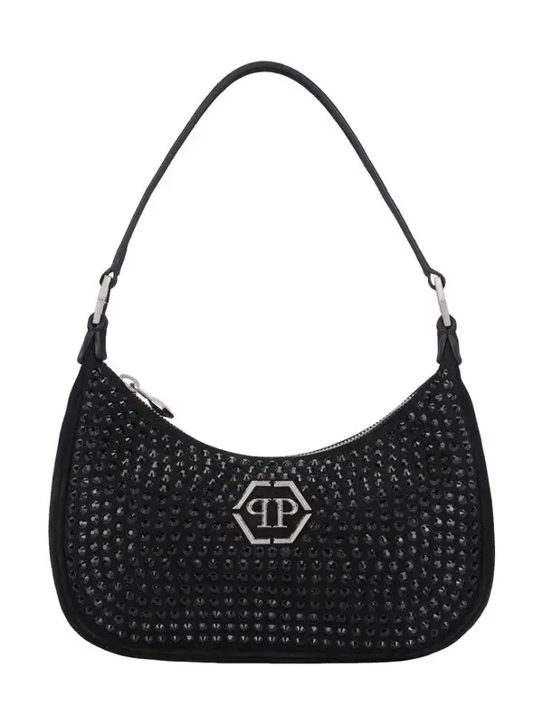 Philipp Plein All Over Rhinestone Suede Bag - Black