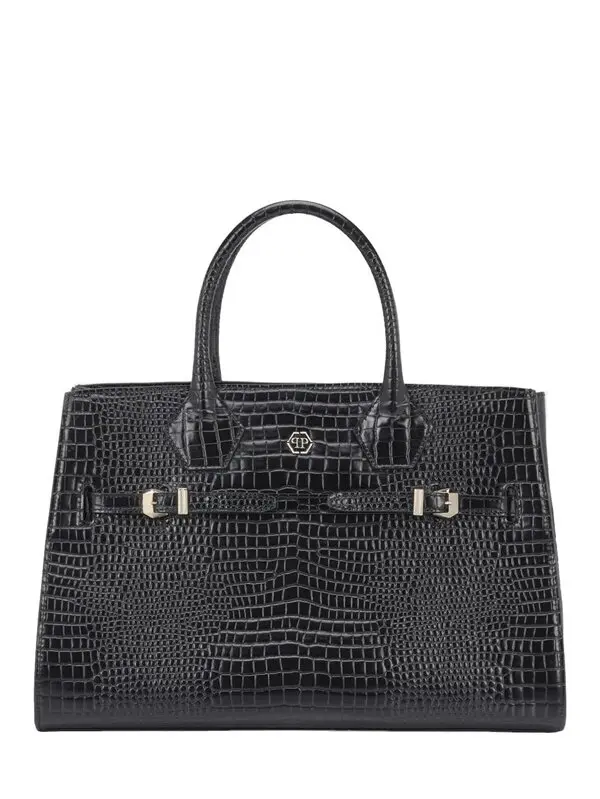 Philipp Plein Crocodile Effect Handbag - Black
