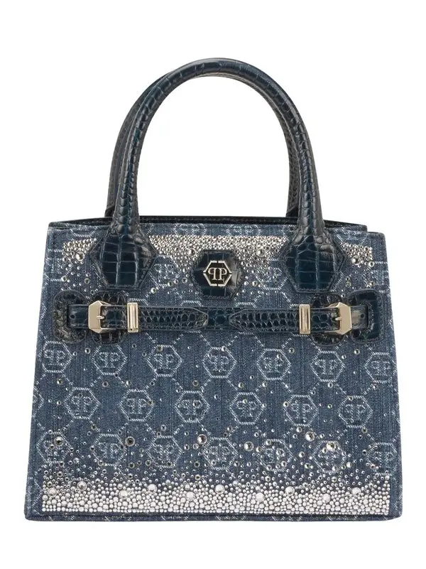 Philipp Plein Embellished Monogram Handbag - Turquoise