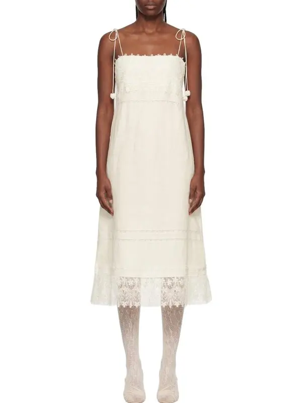 Valentino Garavani Lace Trimmed Dress - Ivory