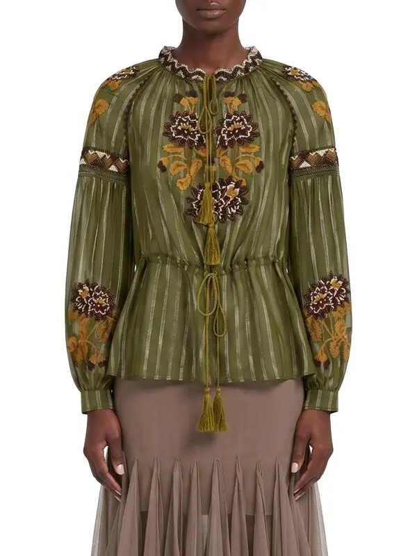 Valentino Garavani Embroidered Blouse - Green