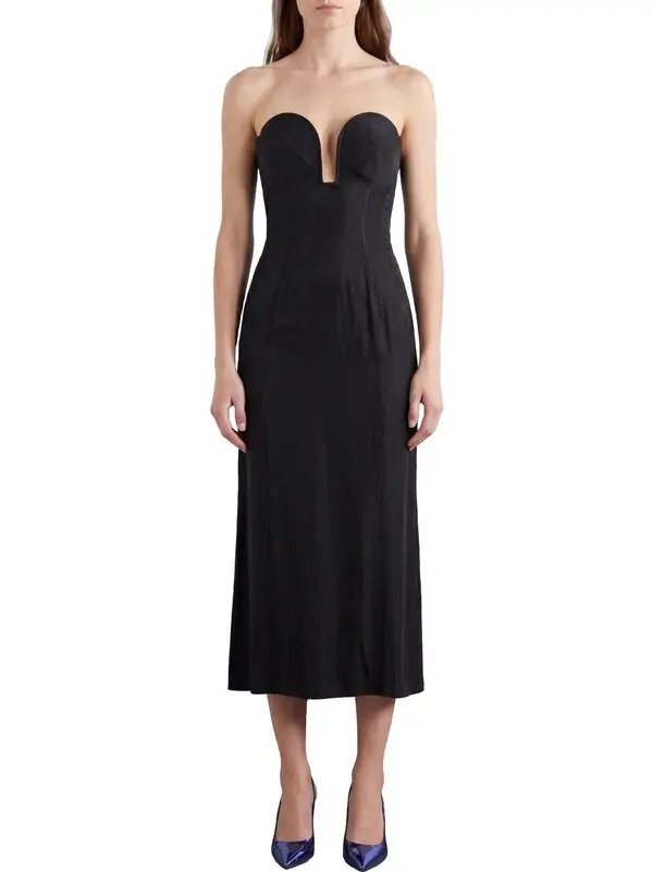 Rabanne Strapless Plunge Midi Dress - Black