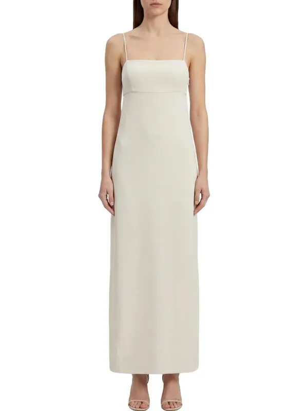 Brunello Cucinelli Spaghetti Strap Maxi Dress - White