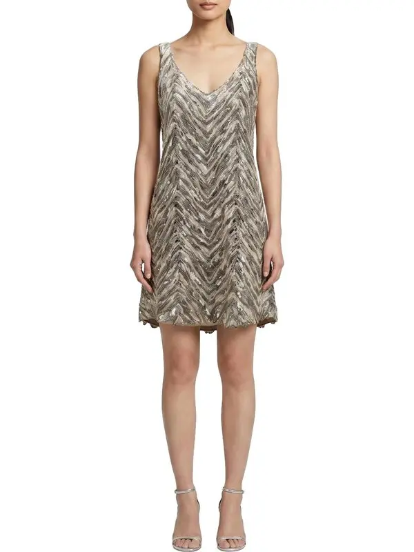 Brunello Cucinelli Linen Blend Sequin Mini Dress - Brown