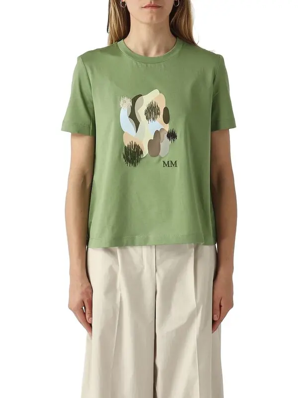 Max Mara Printed Cotton T-shirt - Green