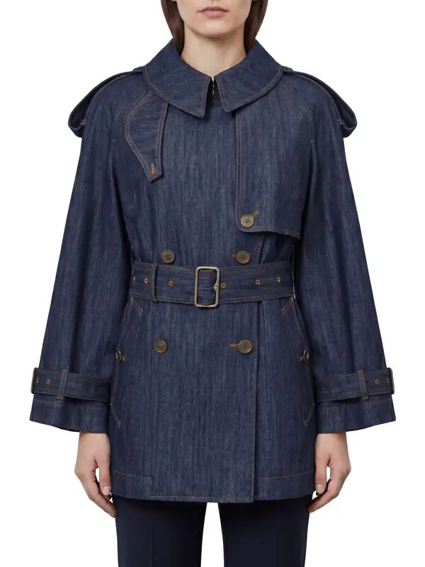 Burberry Double Breasted Denim Jacket - Indigo