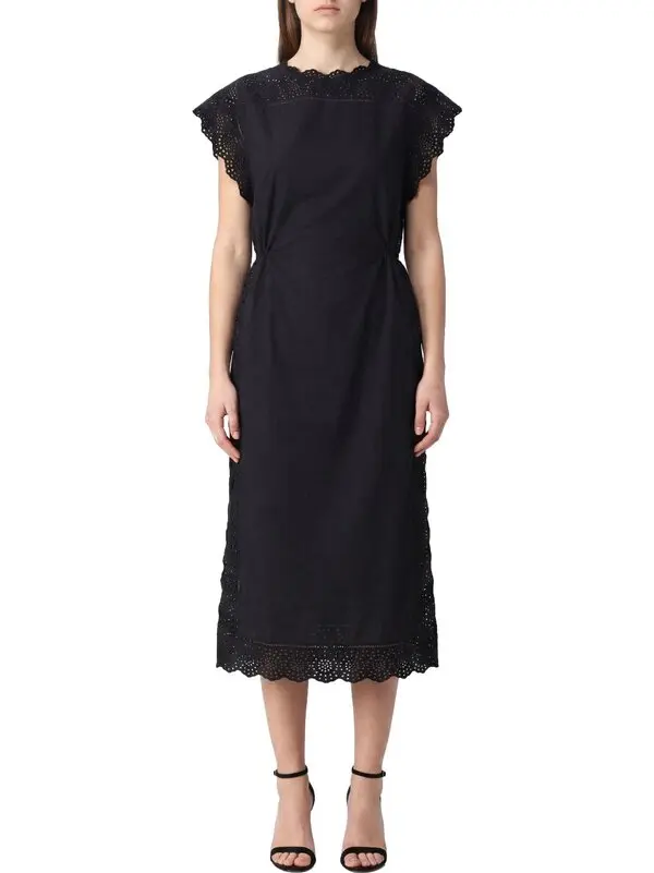 BY MALENE BIRGER Organic Cotton Midi Tunic Dress With Dropped Shoulders - Black
