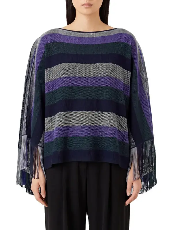 Giorgio Armani Striped Poncho With Fringe - Multicolor