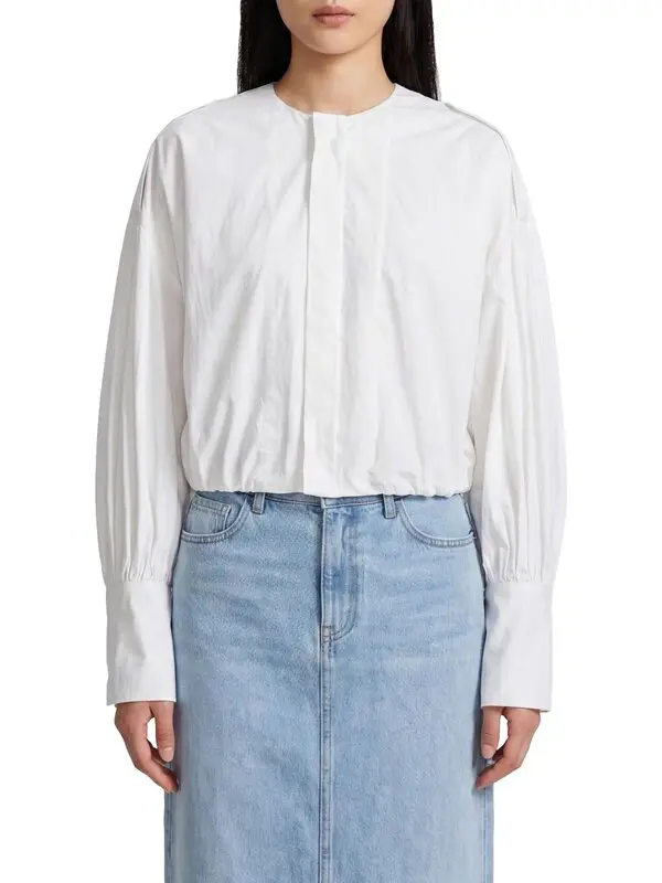THELATEST Shirt With Mandarin Collar And Voluminous Sleeves - White