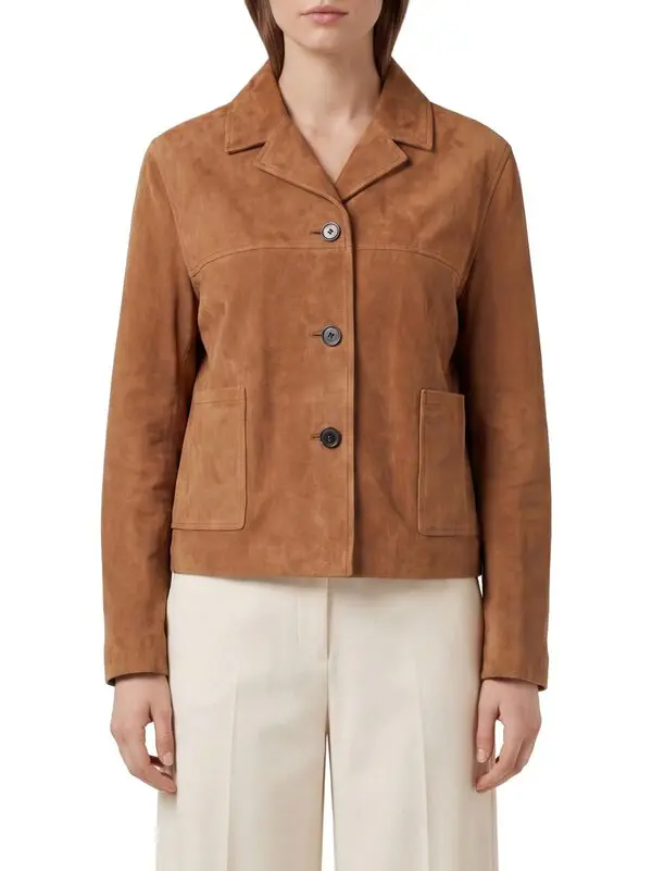 ARMA Single-breasted Suede Leather Jacket - Brown
