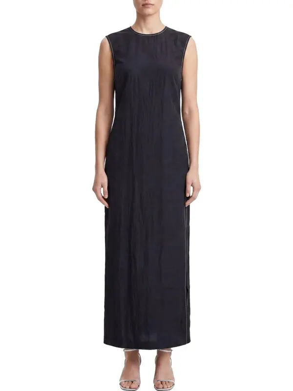 Filippa K Sleeveless Midi Dress In Acetate With Cut-out Detail - Black