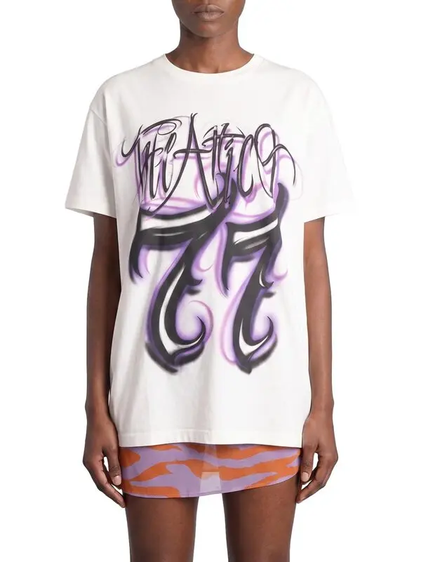 Attico Relaxed Fit Cotton T-shirt With Graffiti Logo - White