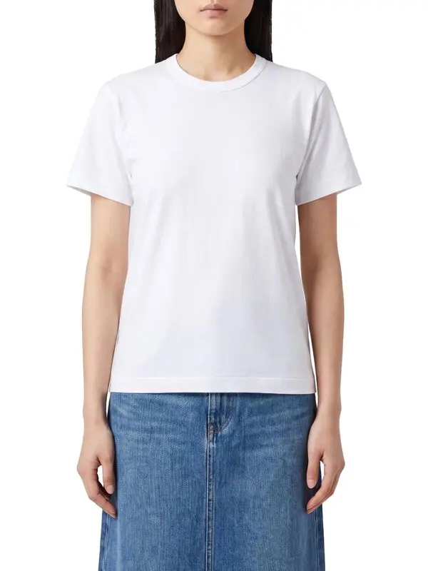 Play Comme Des Garcon Slim Fit Cotton T-shirt With Back Logo - White