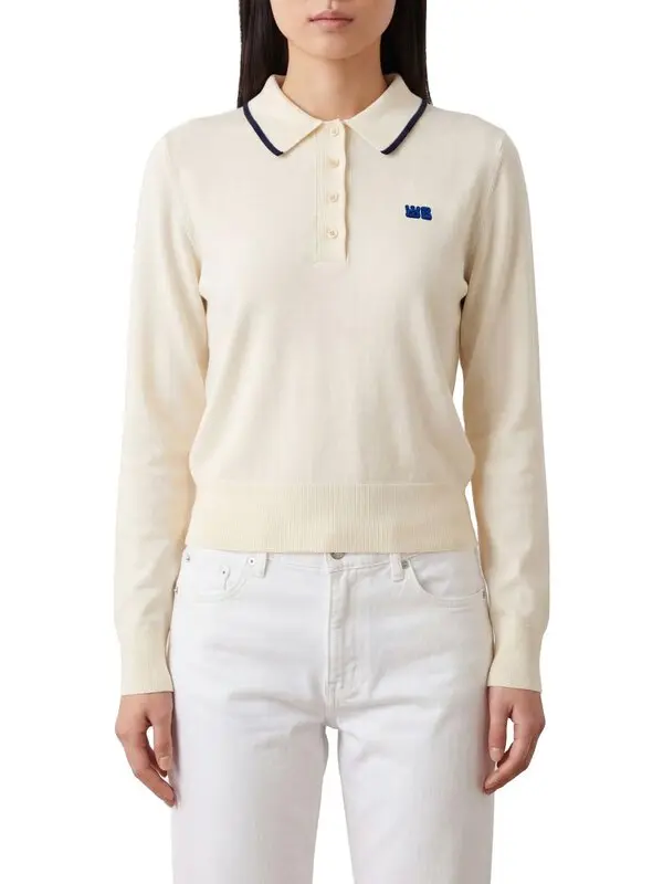 WALES BONNER Long-sleeved Knitted Wool Polo Shirt - Beige