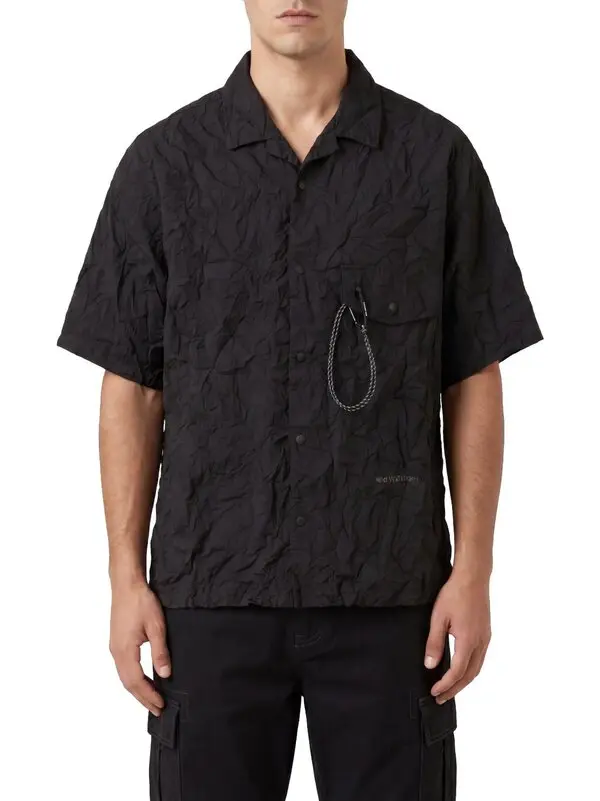 AND WANDER Textured Short Sleeve Shirt - Black