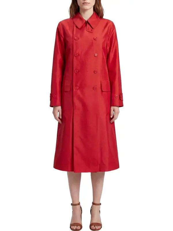 Ralph Lauren Long Double-breasted Silk-blend Coat - Red
