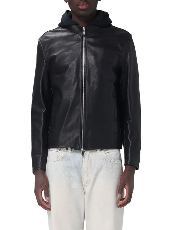 DONDUP Lambskin Leather Jacket With Removable Hood - Black