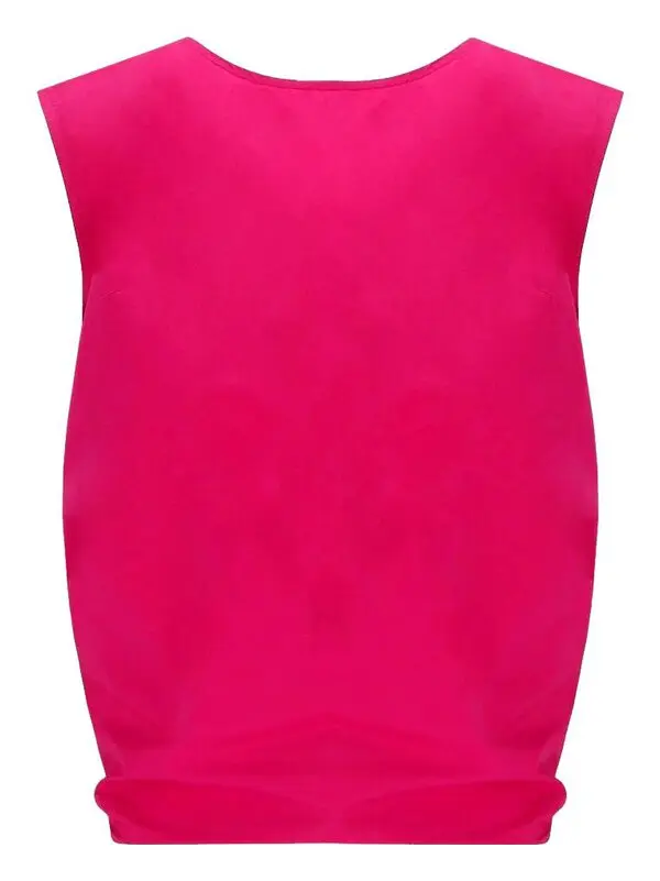 Essentiel Antwerp Cotton Sleeveless Top With Versatile Bow Closure - Fuchsia