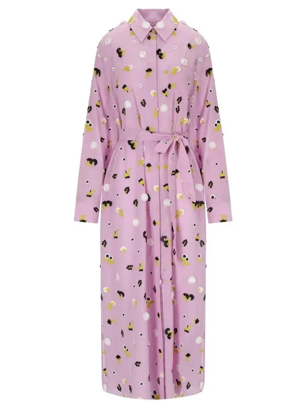 Essentiel Antwerp Jamanna Embellished Cotton Shirt Dress - Lilac